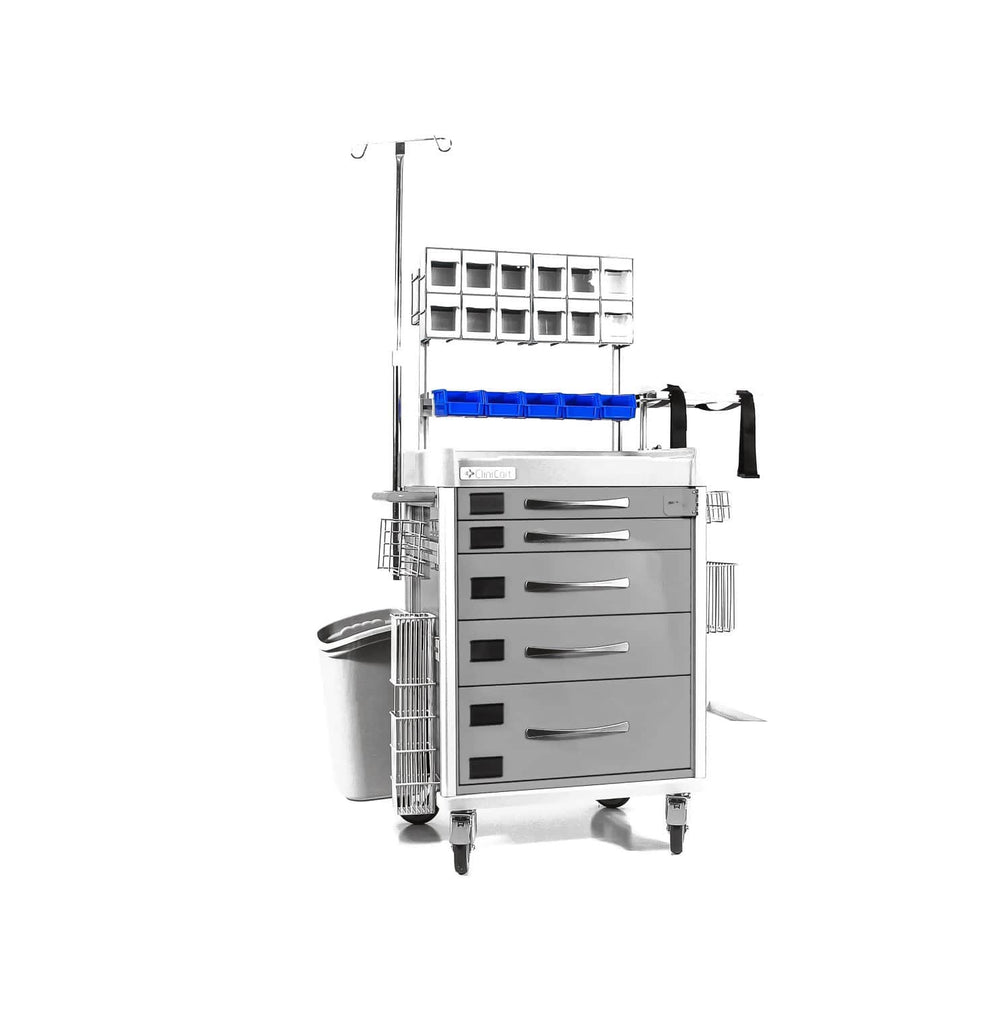 Clinicart 34inch Emergency Cart Silver - Vet Equip Australia