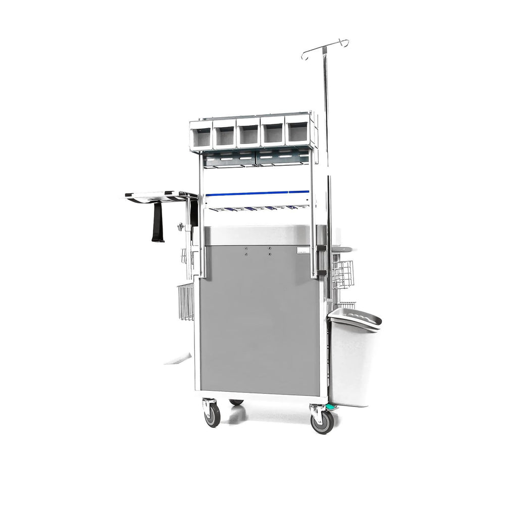 Clinicart 34inch Emergency Cart Silver - Vet Equip Australia